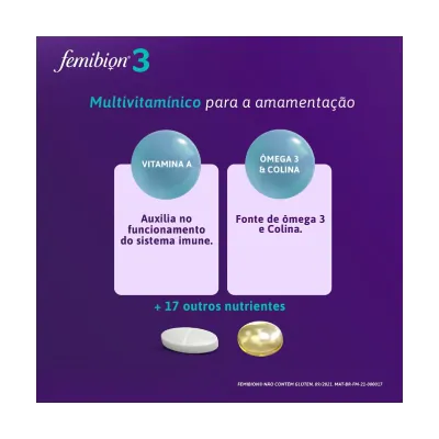 Multivitamínico Femibion 3 para Amamentação 28 Comprimidos e 28 ...