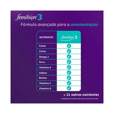 Multivitamínico Femibion 3 para Amamentação 28 Comprimidos e 28 ...