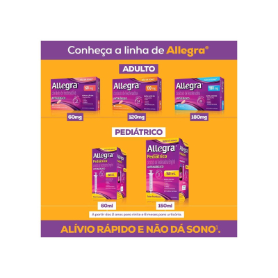 Antialérgico Allegra 60mg 10 Comprimidos | Farmácias Nissei